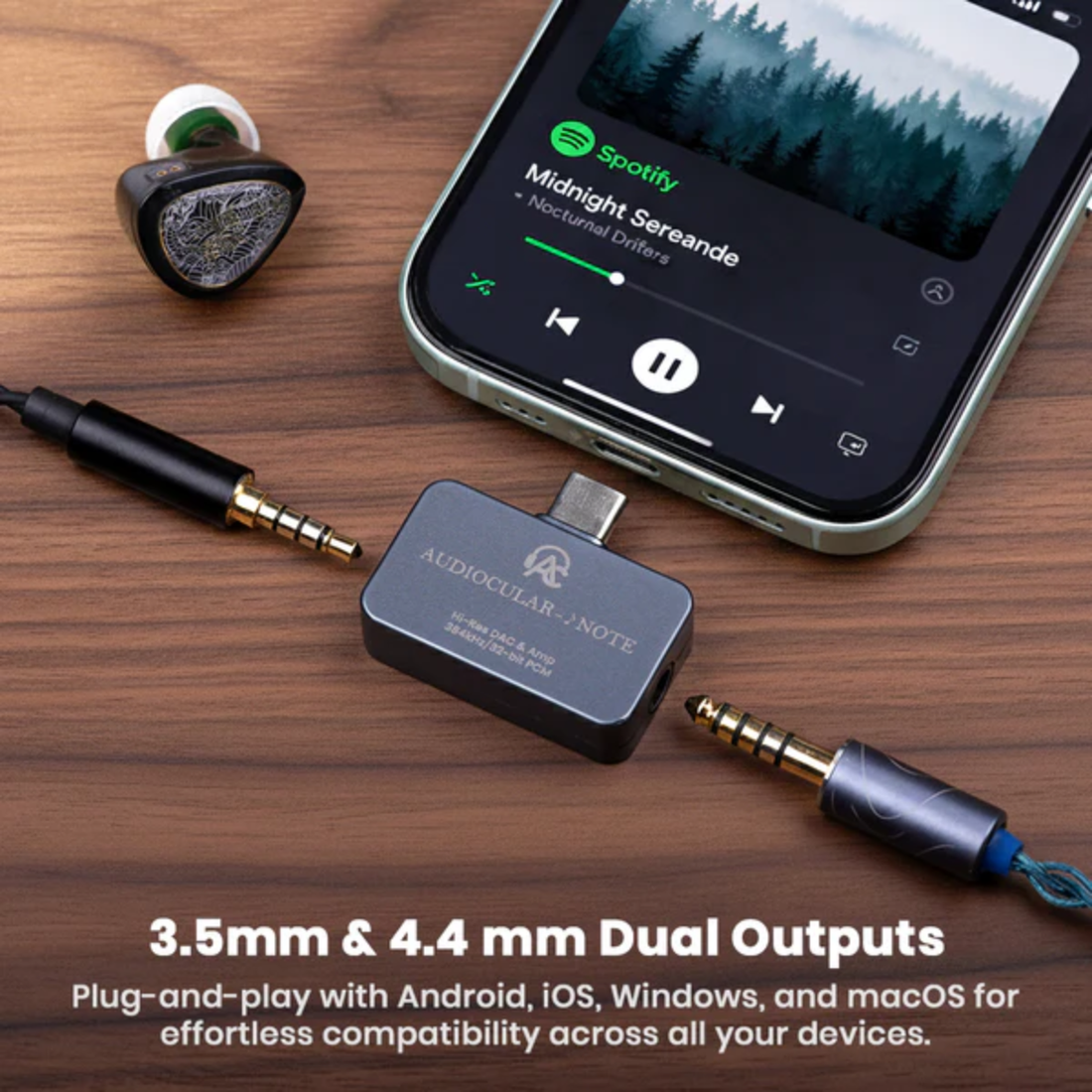 AUDIOCULAR Note Hi-Res Portable DAC Dongle | 4.4mm & 3.5mm Output