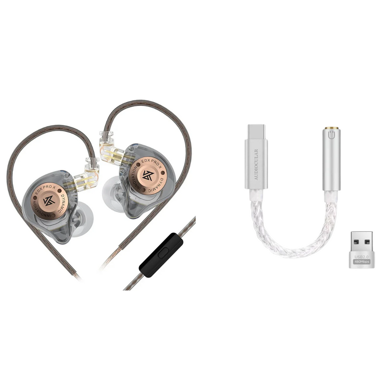 KZ EDX PRO X IEM With Mic & Audiocular D07 DAC